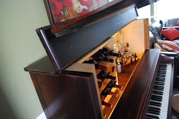 Old Piano Guts Now Function as Beautiful Wine Bar
