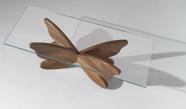 Flap Flap coffee table looks like a butterfly carrying tampered glass ...