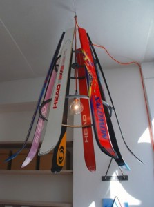Recycled ski chandelier lights up your home with colors - Homecrux