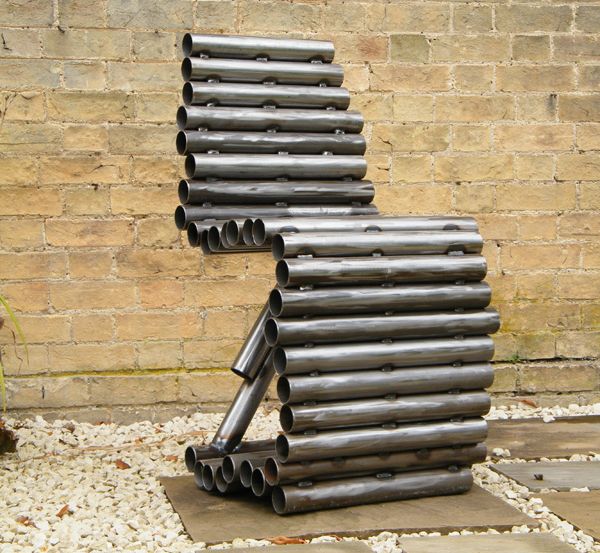 Recycled Tube Chair created entirely from steel tubes - Homecrux