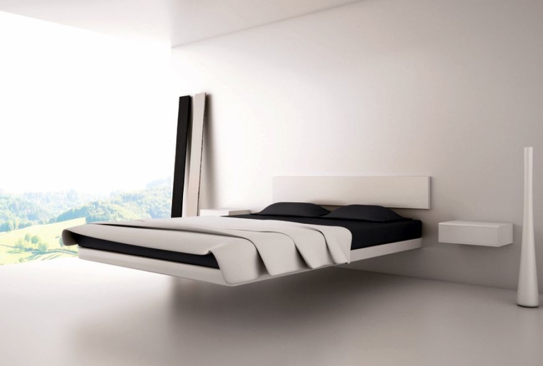 ALUNA: A Floating Bed with Unique Visual Flair