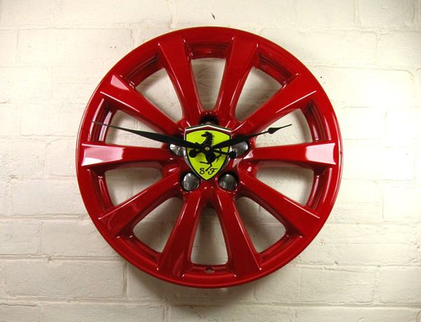 Refurbished Alloy Wheel Ferrari Wall Clock
