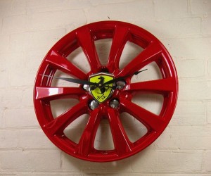 Refurbished Alloy Wheel Ferrari Wall Clock