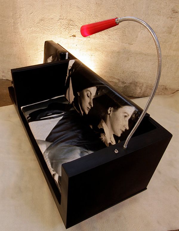 Awesome black sofa made out of an old refrigerator - Homecrux