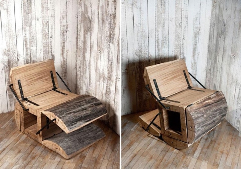 'Waste Less' chair crafted from timber log sections - Home Crux