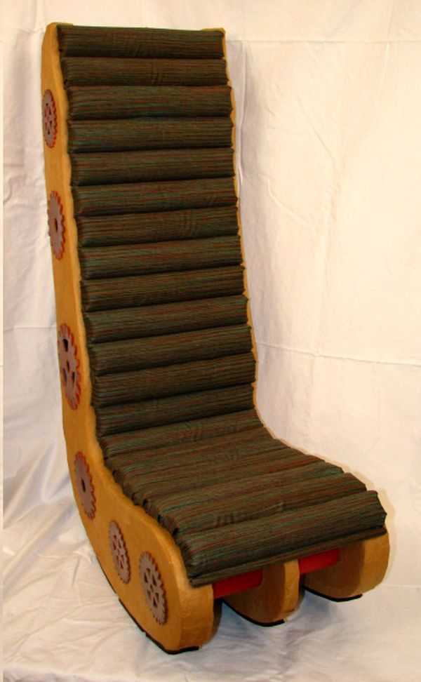 Steampunk chair made from recycled corrugated cardboard - Home Crux