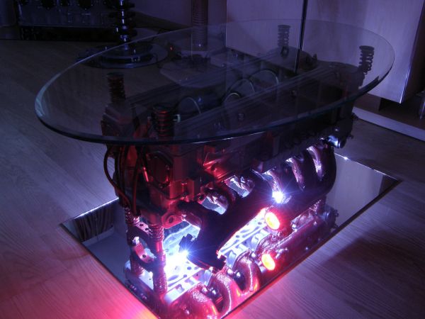 Mercedes-Benz Engine Coffee Table with Built-In LED Lighting