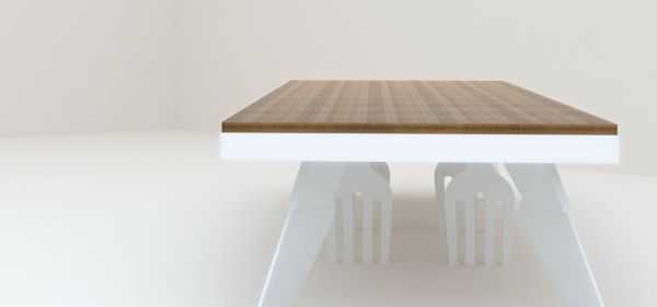 'Let's Eat!' dining table supported by giant forks and knives! - Home Crux