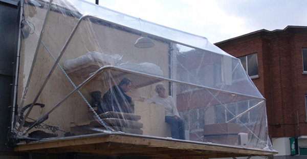 Mobile billboard trailers converted to parasite apartments - Home Crux