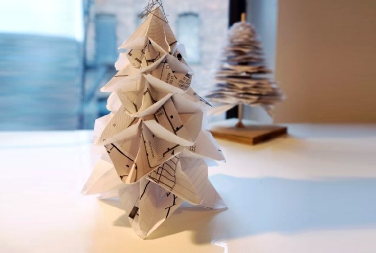 Architect’s Christmas Tree is Actually Recycled Paper Art