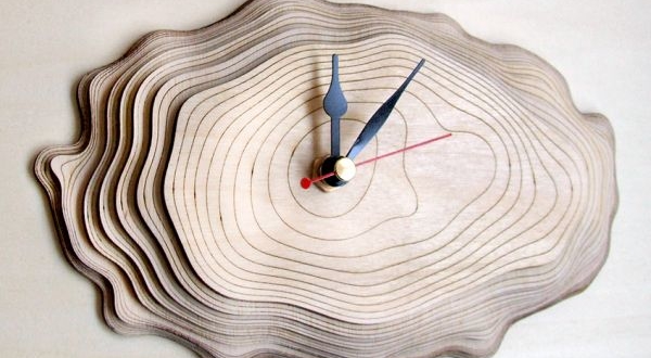 Bark Clock One made in seven layers of precisely cut wood resembling ...