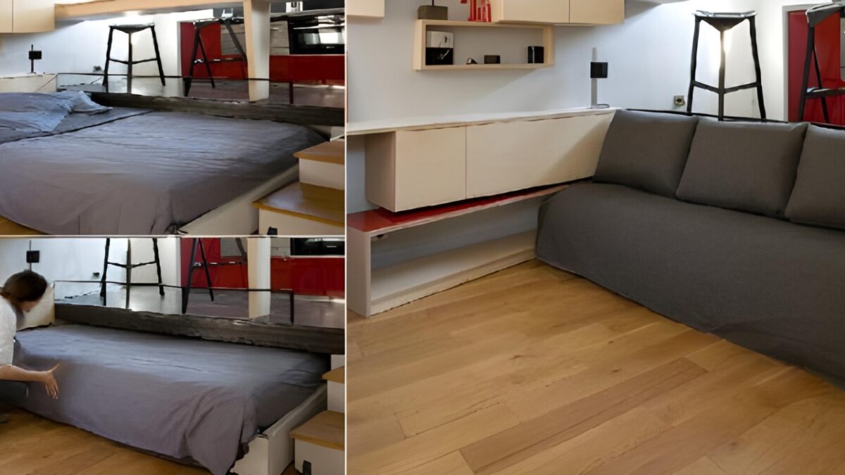 Disappearing bed transforms into a sofa or hides away completely - Homecrux