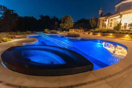 Stradivarius Violin-shaped backyard swimming pool by Cipriano Landscape ...