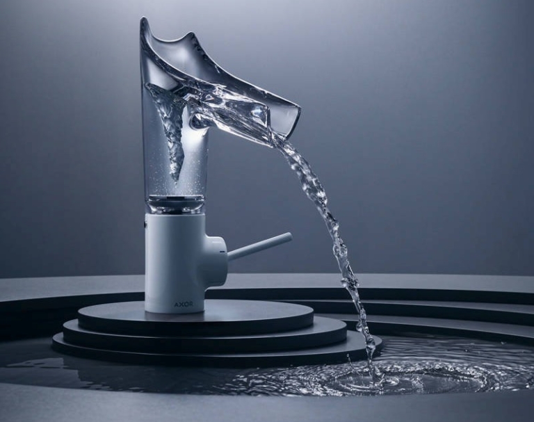 Axor Starck V Transparent Faucet Creates Mesmerizing Water Vortex