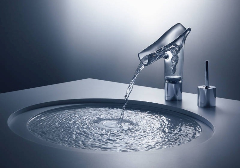 Axor Starck V Transparent Faucet Creates Mesmerizing Water Vortex