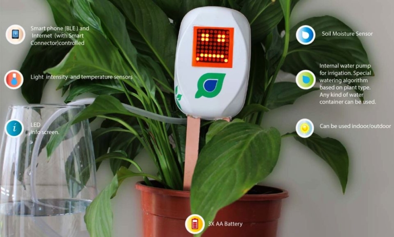 Smart Plant Watering System Depicts Plants' Health by Smiling at You