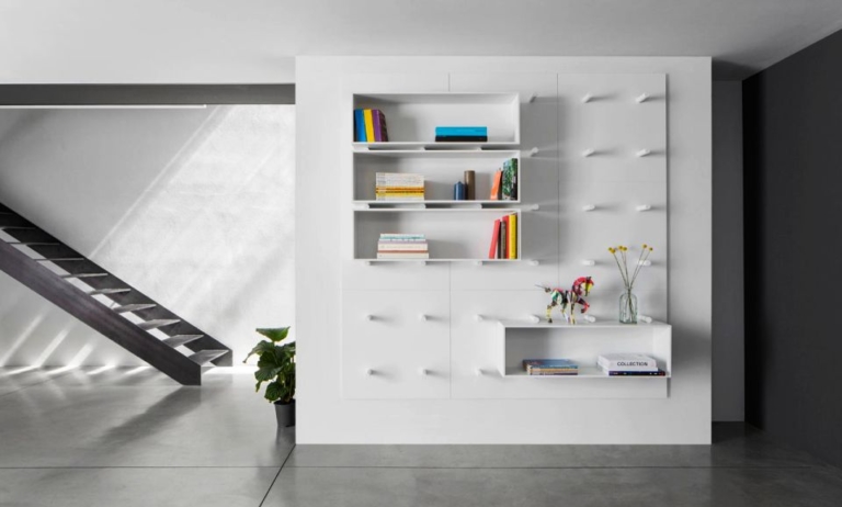 DOTS is modular shelving system with interchangeable boxes - Homecrux