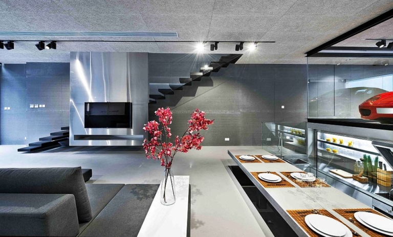 Sleeping right next to your supercar: Inspiring homes with living room ...