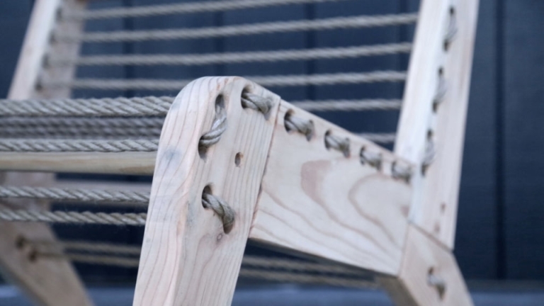 Handmade Lace-Up Chair by Jonathan Uses Rope and Wood