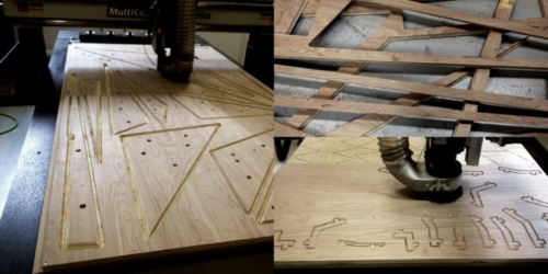 Walking Table with metal legs supporting cantilevered desk - Homecrux