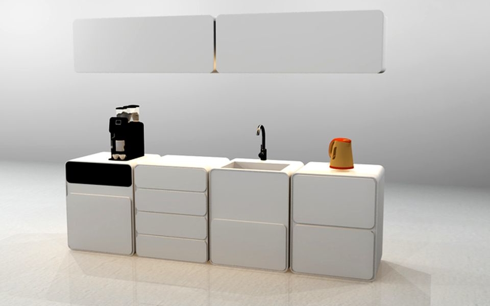 Stephanie Nguyen’s modular kitchenette set is made entirely of Staron ...