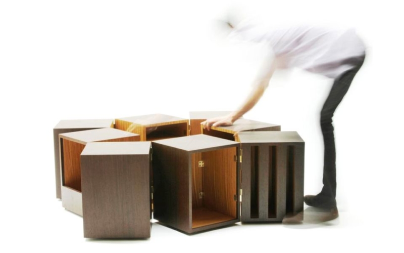Double Sens: Modular coffee table with moveable storage blocks - Homecrux