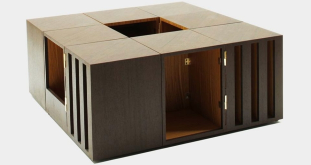 Double Sens: Modular coffee table with moveable storage blocks - HomeCrux