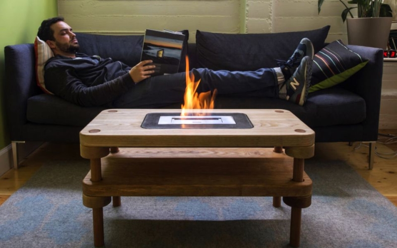 Enjoy open flame indoors with gorgeous ‘Fireplace Coffee Table’ - HomeCrux