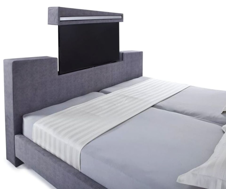 Jupiter multimedia bed features built-in LED TV with retractable ...