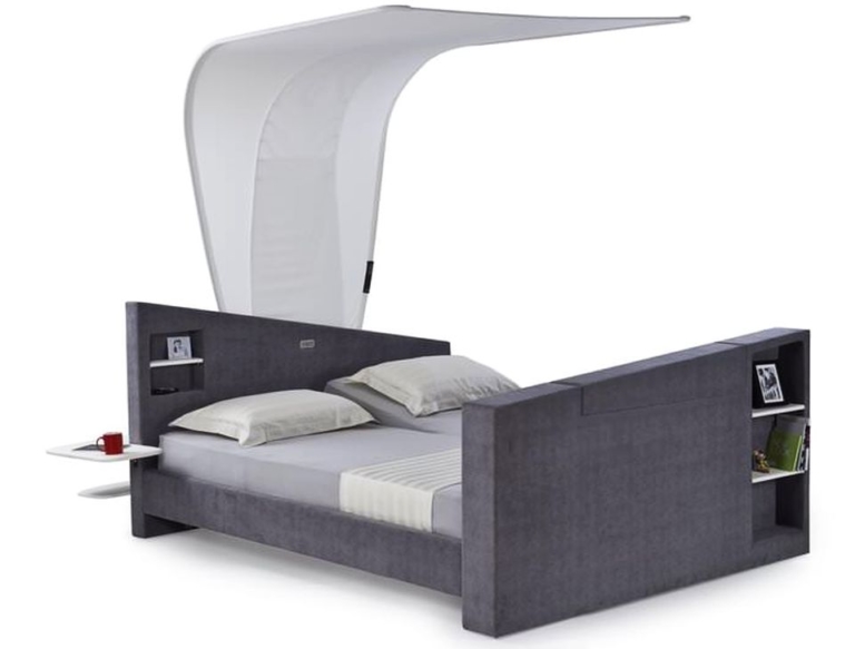 Jupiter multimedia bed features built-in LED TV with retractable ...