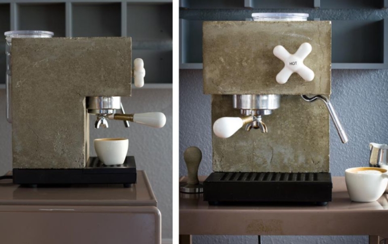 Anza Coffee Machine Shaped Like a Concrete Block