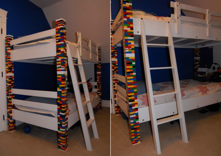 Elegant Bunk Bed Custom-Made with Recycled Lego Bricks