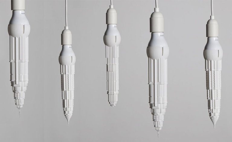 Stalactites pendant lamps boast upturned NYC’s skyscrapers - Homecrux