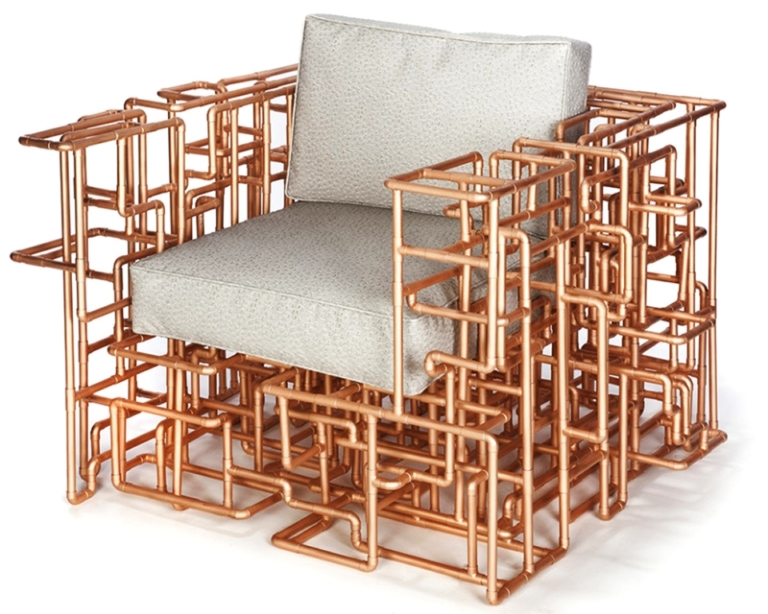 One-of-a-kind Armchair Boasts Intrinsic Maze of Copper Piping