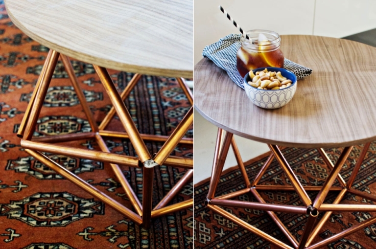 DIY Side Table with Himmeli-Inspired Copper Base