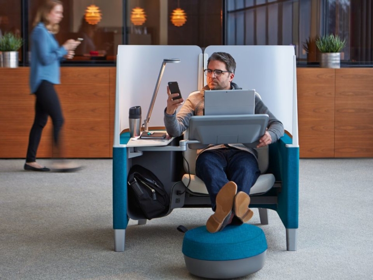 Brody office pod by Steelcase provides stress-free workspace