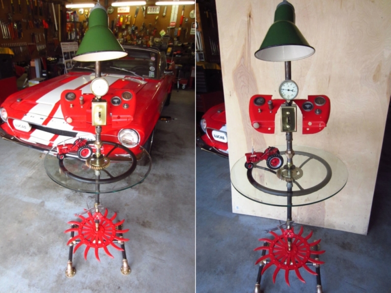 Farmall Tractor-Themed Steampunk Floor Lamp