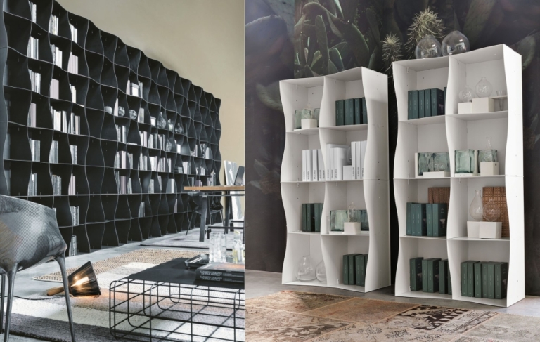 Iron-ic metal bookcase lends strong contemporary mood to any interior ...