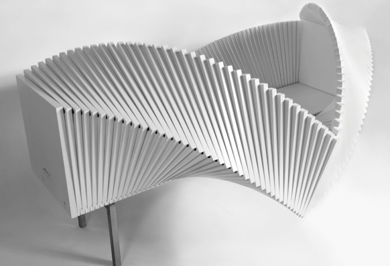 Wave Cabinet With Undulating Slats Form Interactive Piece of Art