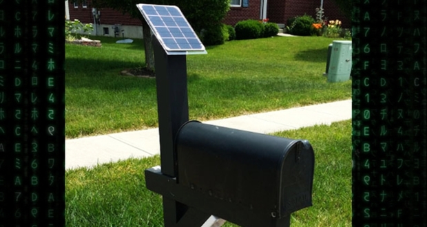 Solar-powered mailbox illuminates and sends notification when mail ...