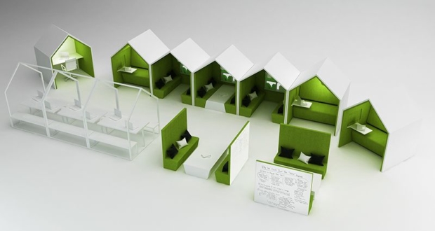 The Hut is inspired by room-in-room concept to improve work environment