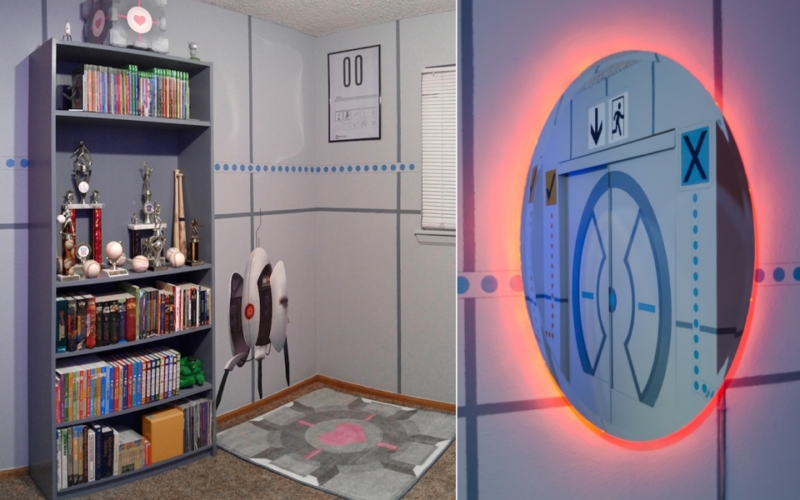 Portal-themed bedroom transports you into a gaming zone - HomeCrux