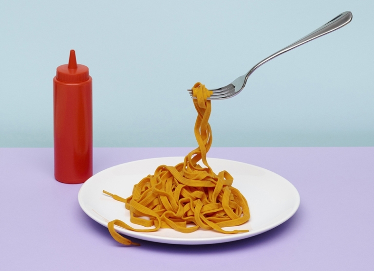 Mundane items modified into amusing inedible food art