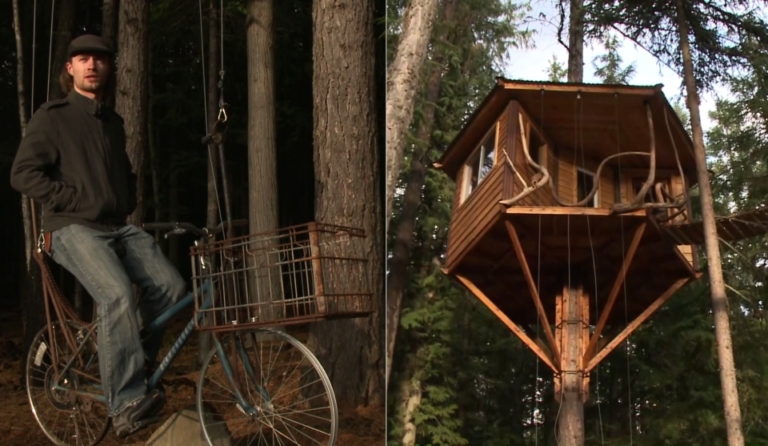 Sandpoint Treehouse Features Bicycle-Powered Elevator