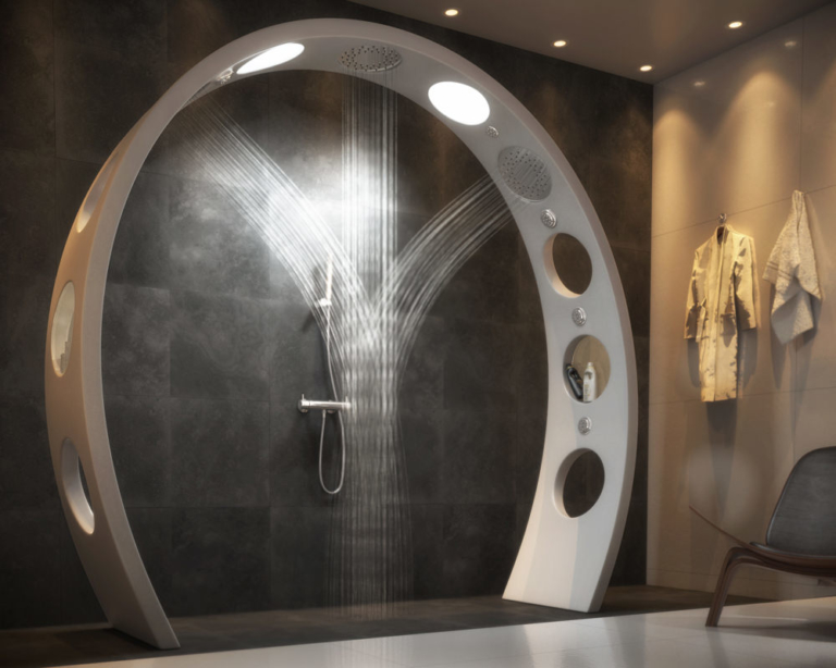 Arched overhead shower is a luxurious piece of artwork - Homecrux