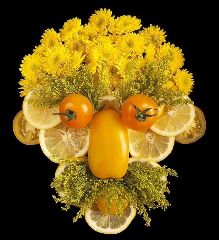 Fresh Faces: Sculptural faces made from fruits and vegetables