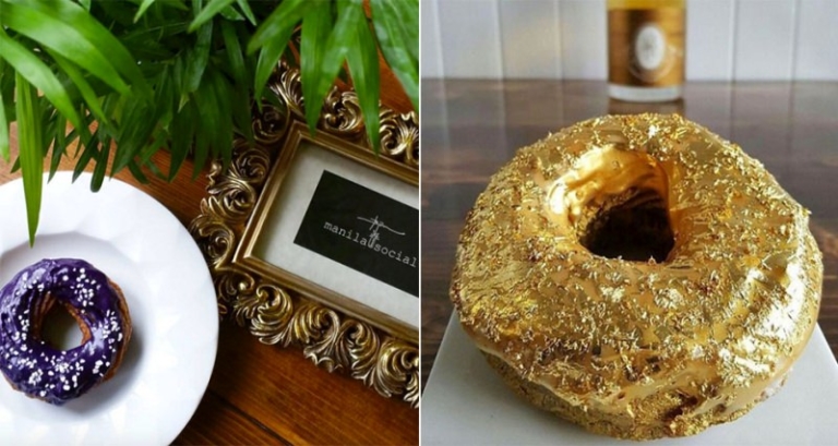Golden Cristal Ube Donut: Donut encrusted with 24K gold flakes