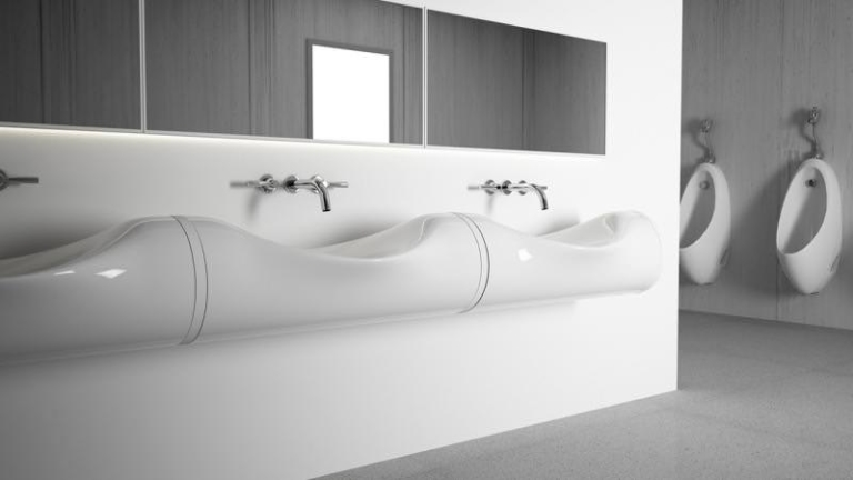 Chic Hollow Sink takes its shape from flattened tubes