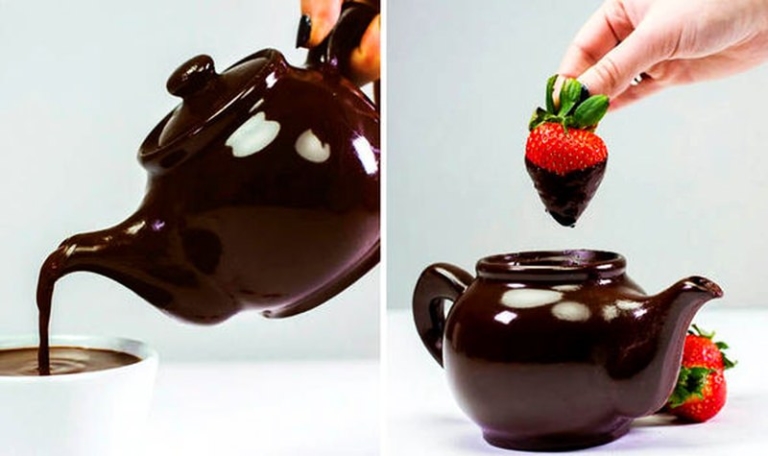 Edible chocolate teapot melts as you pour hot drinks - Homecrux