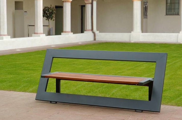 TITTA Frame bench is minimally designed wooden bench for outdoors